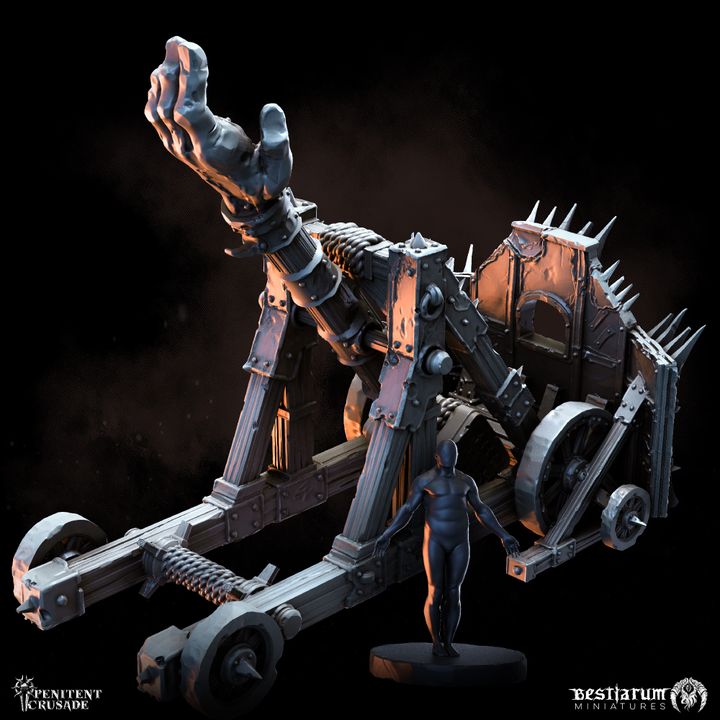 3D Printable Siege Catapult | Penitent Crusade | War Machine by Bestiarum Miniatures